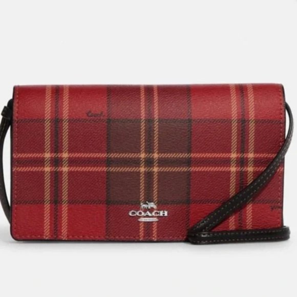 Coach | Bags | Coach Anna Foldover Crossbody With Tartan Plaid Print ...